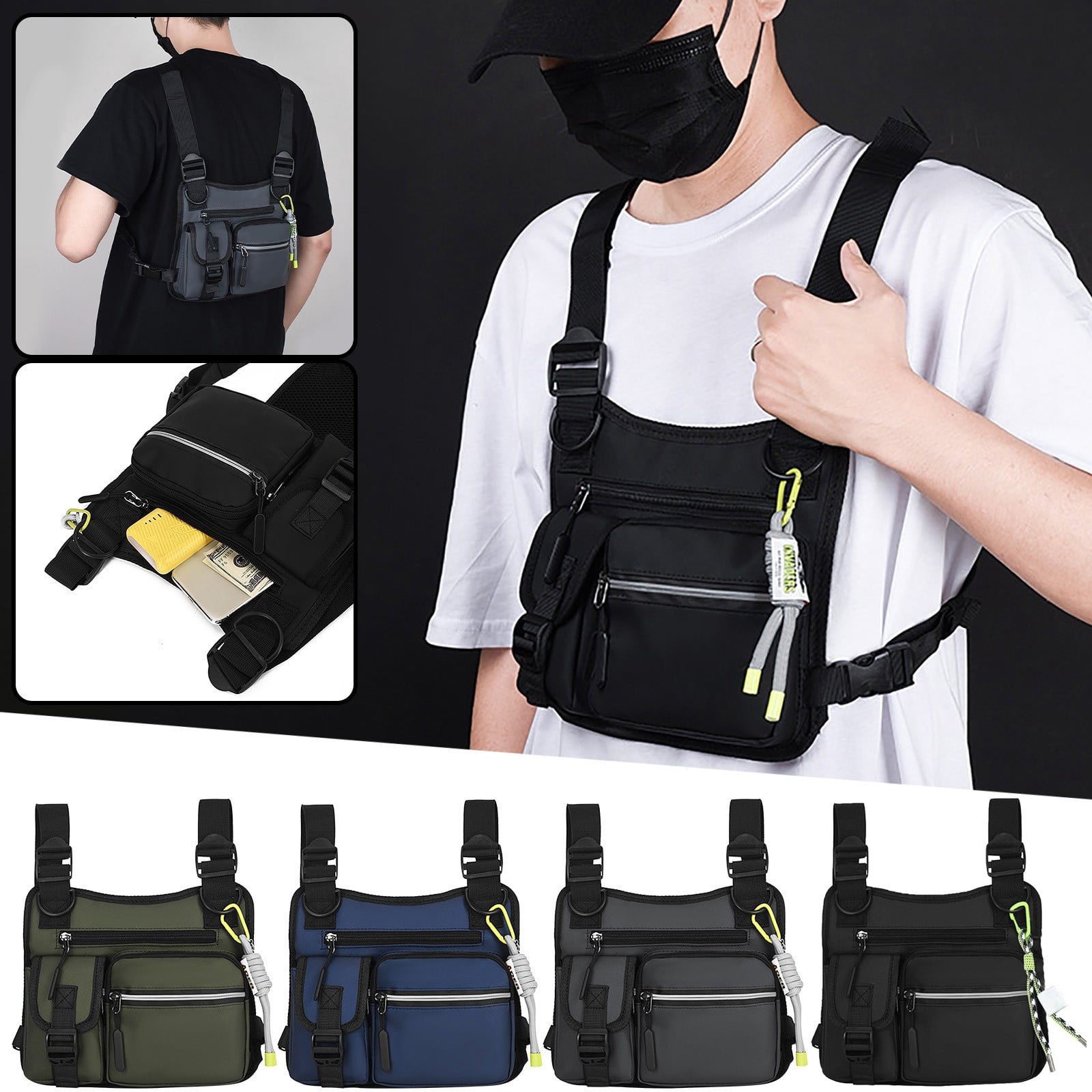 Adjustable Multifunctional Chest Bag, Reflective Outdoor Bag, Quick ...