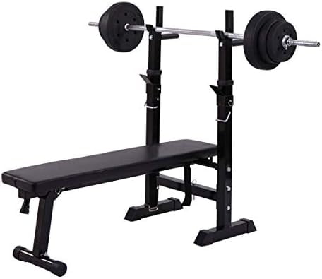 Adjustable Multifunctional Folding Fitness Barbell Rack & Weight Bench ...