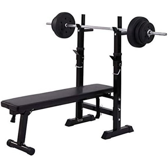 Adjustable Multifunctional Folding Fitness Barbell Rack & Weight Bench ...