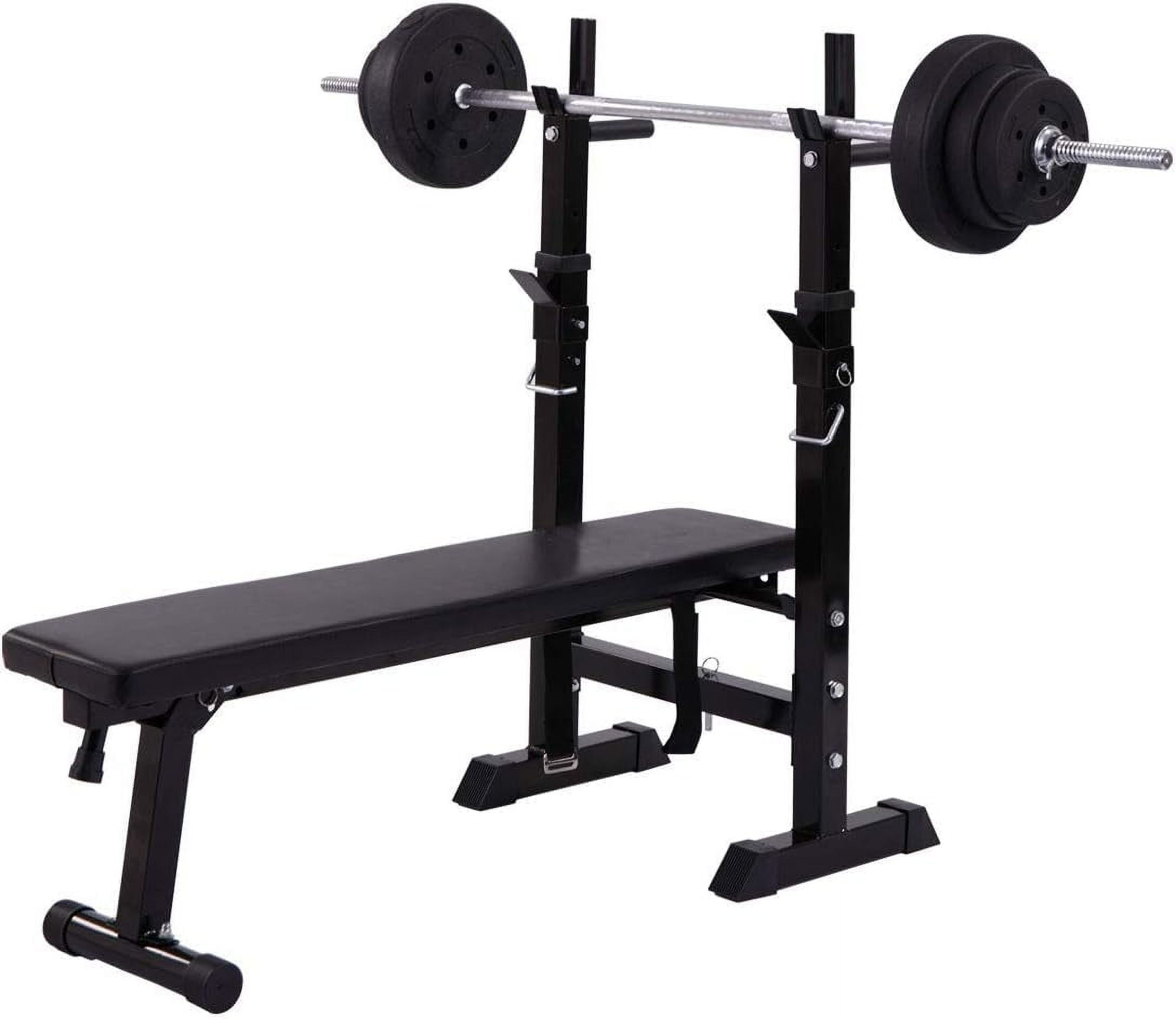Adjustable Multifunctional Folding Fitness Barbell Rack & Weight Bench ...