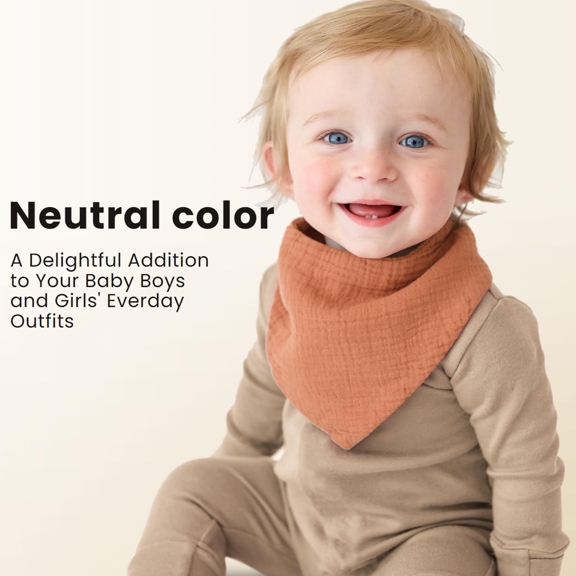 Adjustable Muslin Baby Bibs, Soft Cotton Triangular Baby Bandana Drool ...