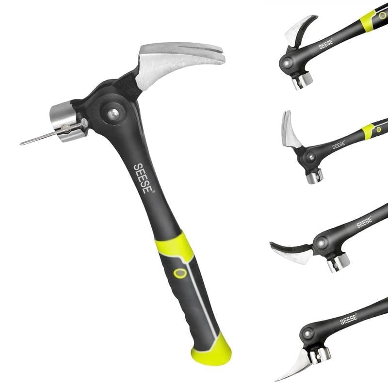 Adjustable Nail Puller Hammer, Magnetic Nail Starter, Anti-Slip Shock ...