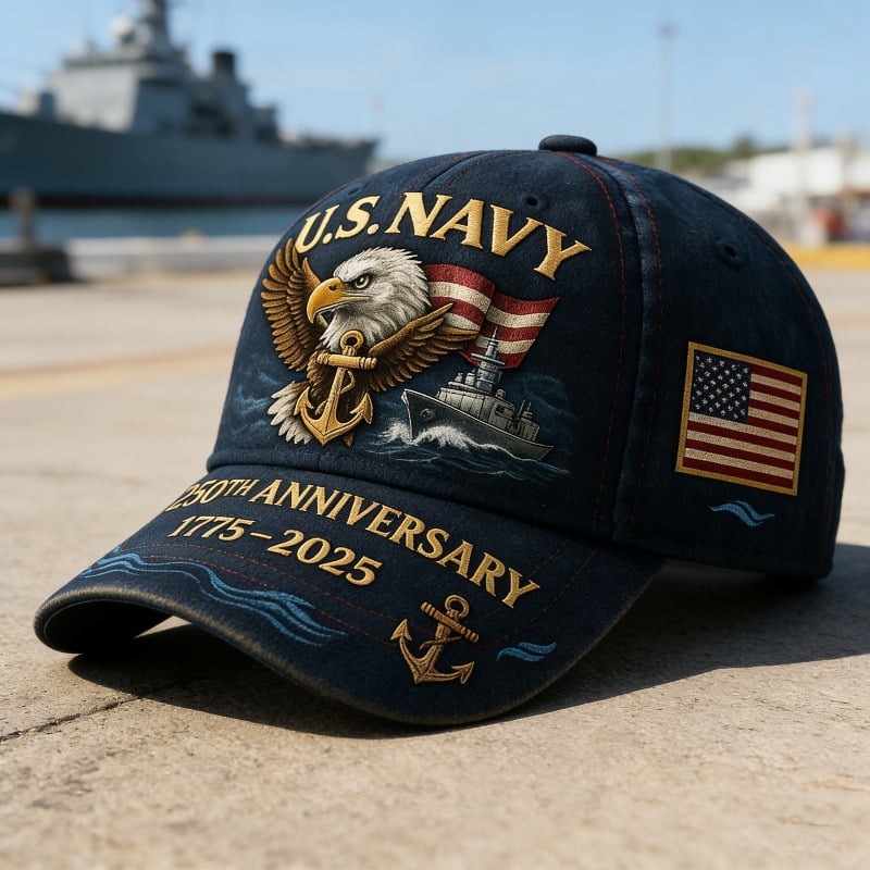Adjustable Navy Pride Baseball Cap 250th Anniversary Eagle Anchor 1775 ...