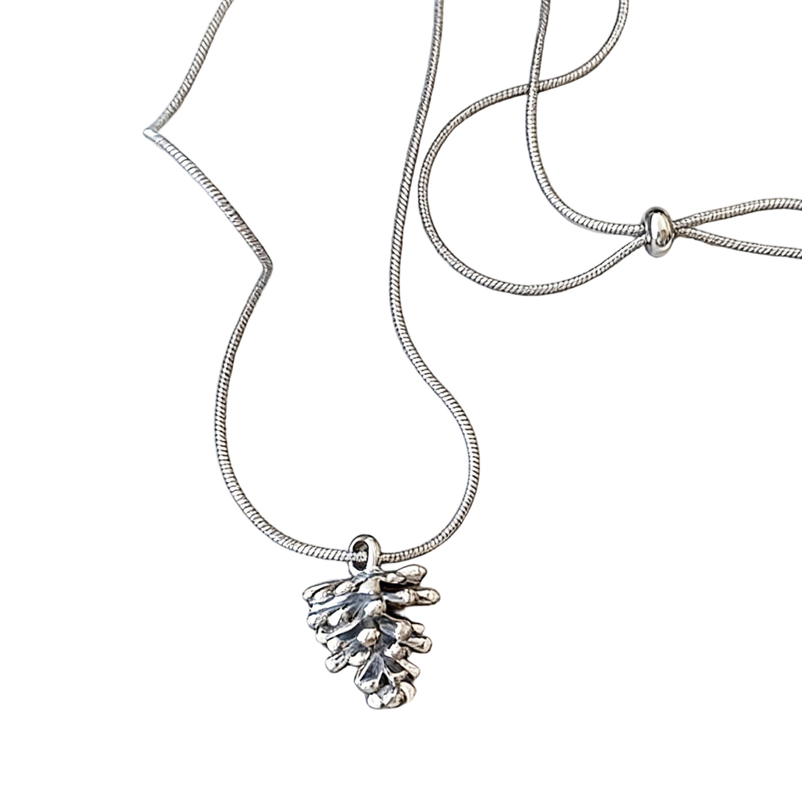 Adjustable Necklace with Silver Pine Cone Charm for Everyday Wear ...