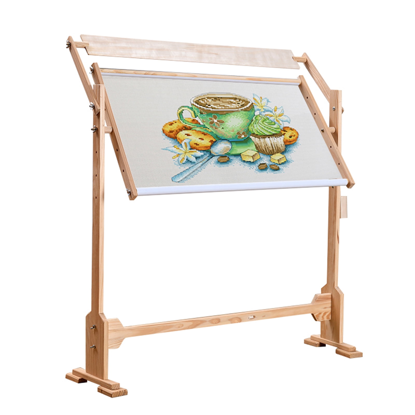 Adjustable Needlework Table Embroidery Rack with Solid Wood Frame ...