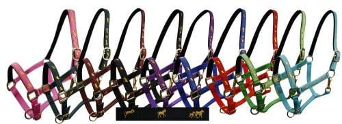 Adjustable Neoprene Lined Nylon Halter w/ "Running Horse" Overlay ...