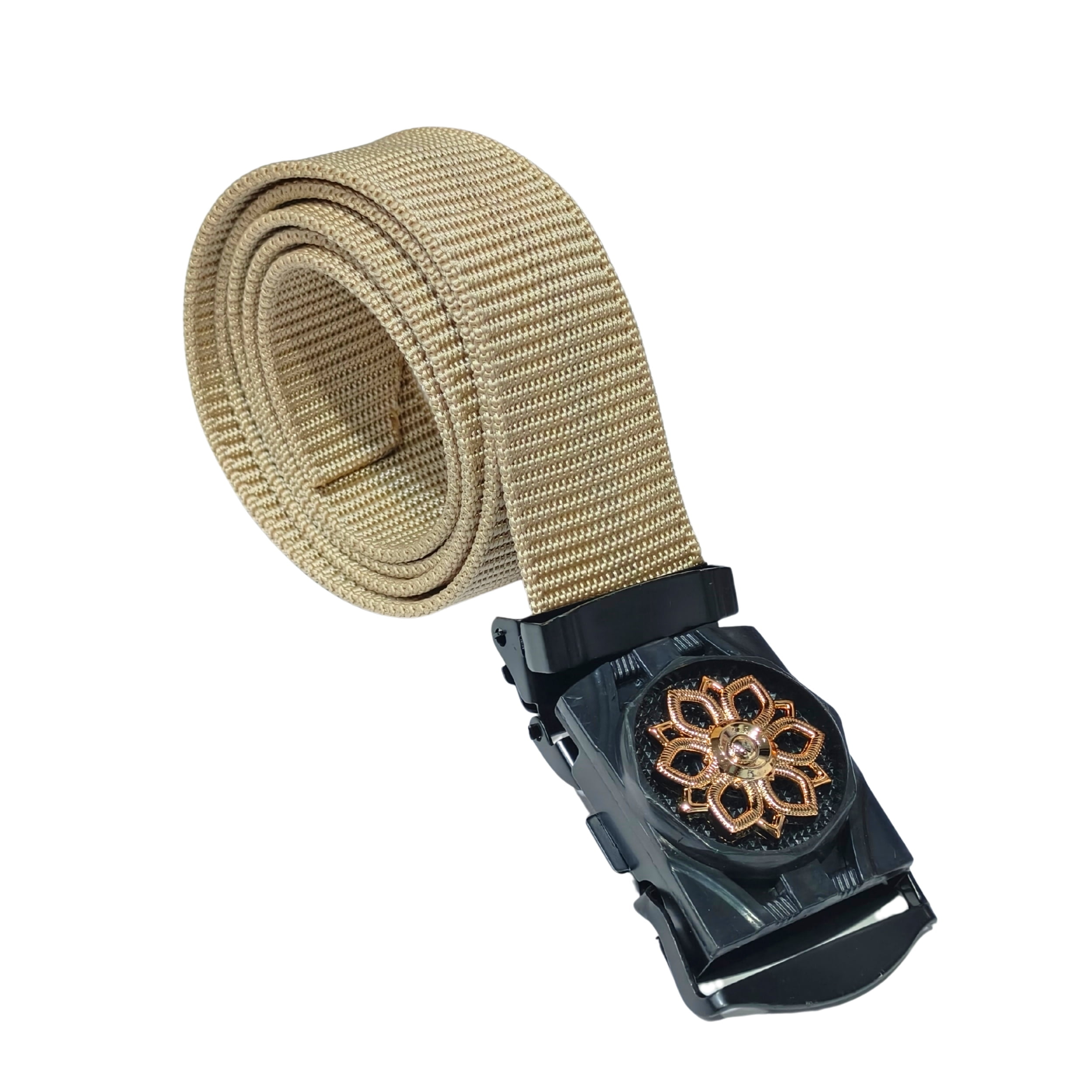 Adjustable Nylon Belt with Stylish Golden Floral Buckle | Strong ...