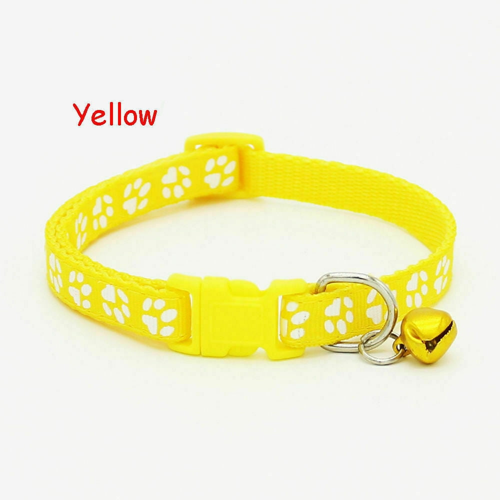Adjustable Nylon Cat Collar with Bell for Cat Kitten small dog paw cute ...
