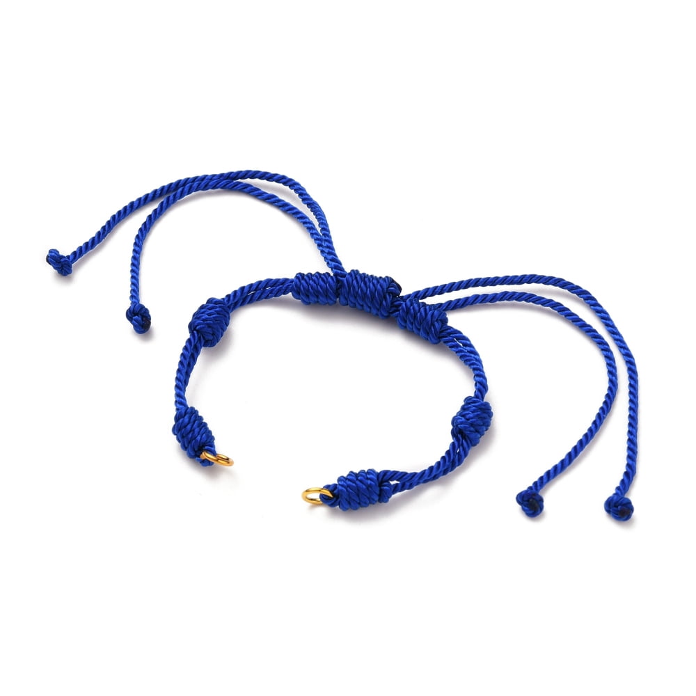 Adjustable Nylon Cord Bracelet Making with 304 Stainless Steel Open ...