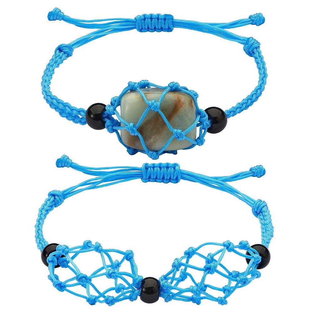 Adjustable Nylon Cord Macrame Pouch Bracelet Making with Glass Beads ...