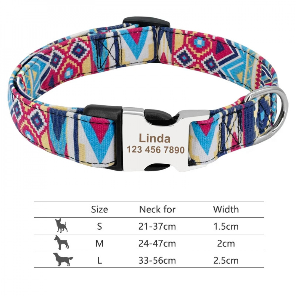 Adjustable Nylon Dog Collar Personalized Dogs Cat ID Collars With ...