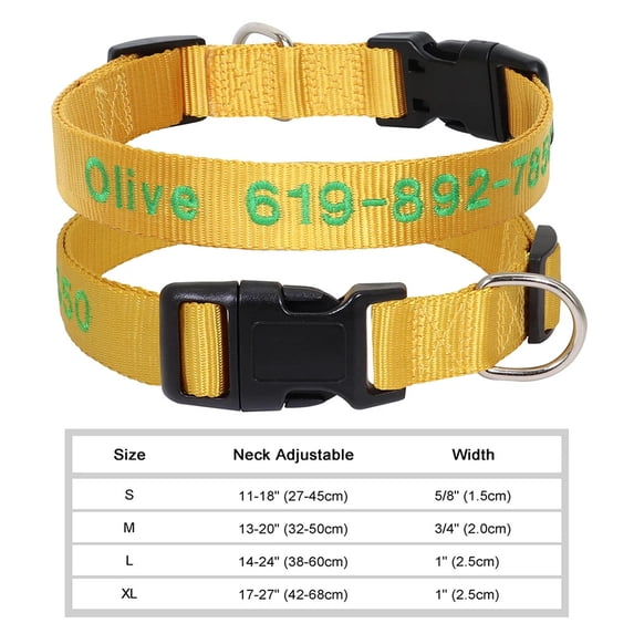 Adjustable Nylon Embroidered Dog Collar Custom ID Name Accessories Pet ...