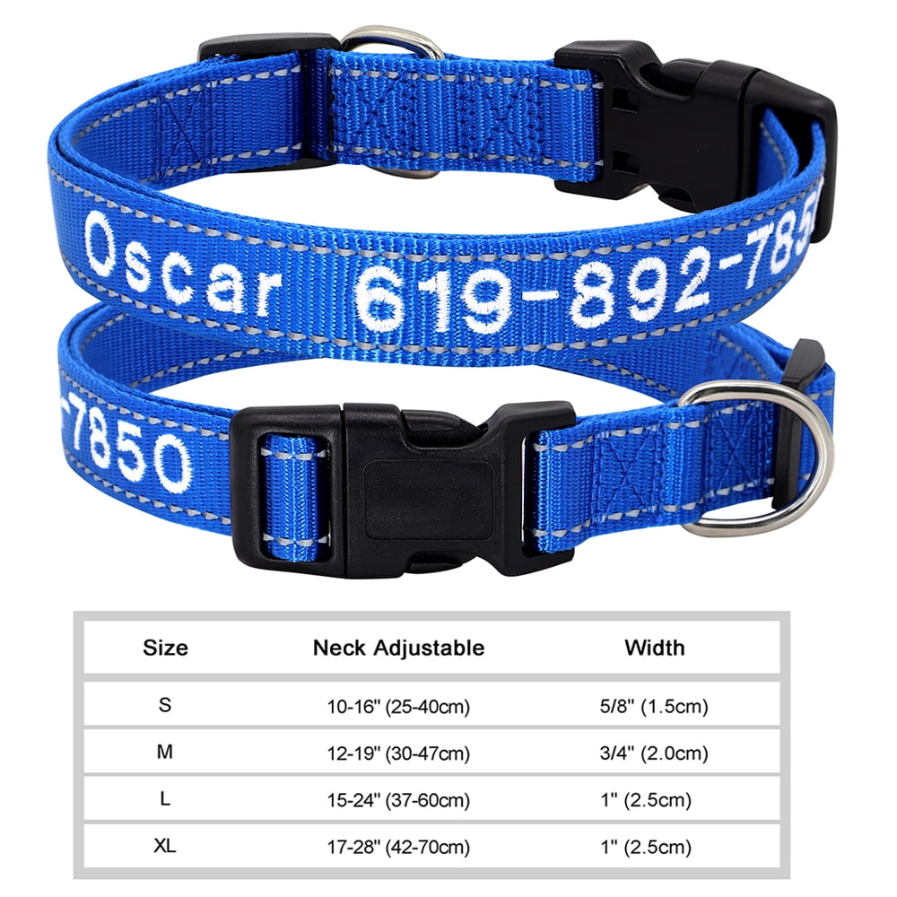 Adjustable Nylon Embroidered Dog Collar Custom ID Name Accessories Pet ...
