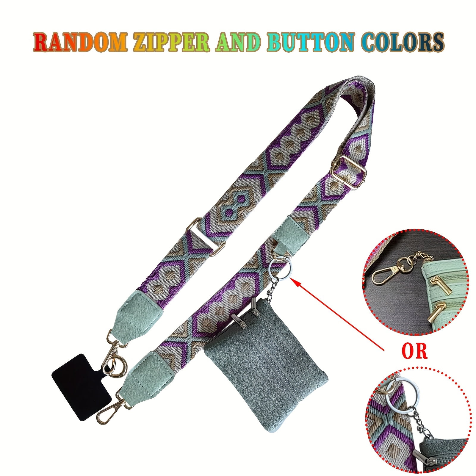Adjustable Nylon Lanyard with Zipper Wallet, Phone Storage Pouch ...