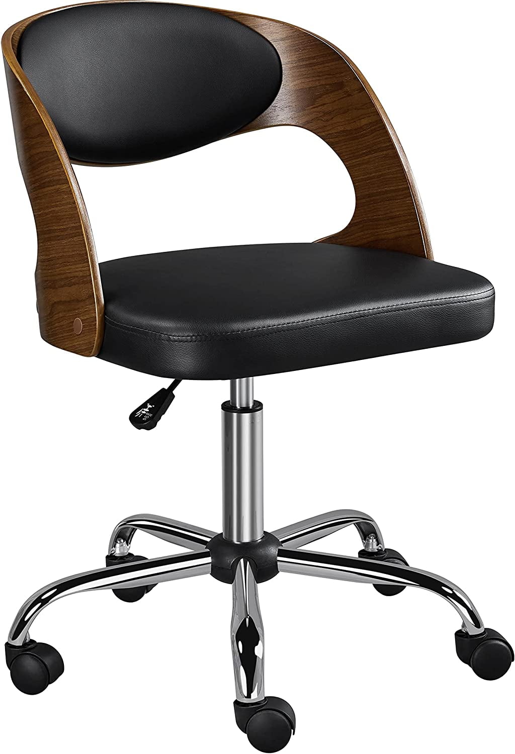 Adjustable Office Chair Armless Desk Chair Walnut Wood Finish Computer ...