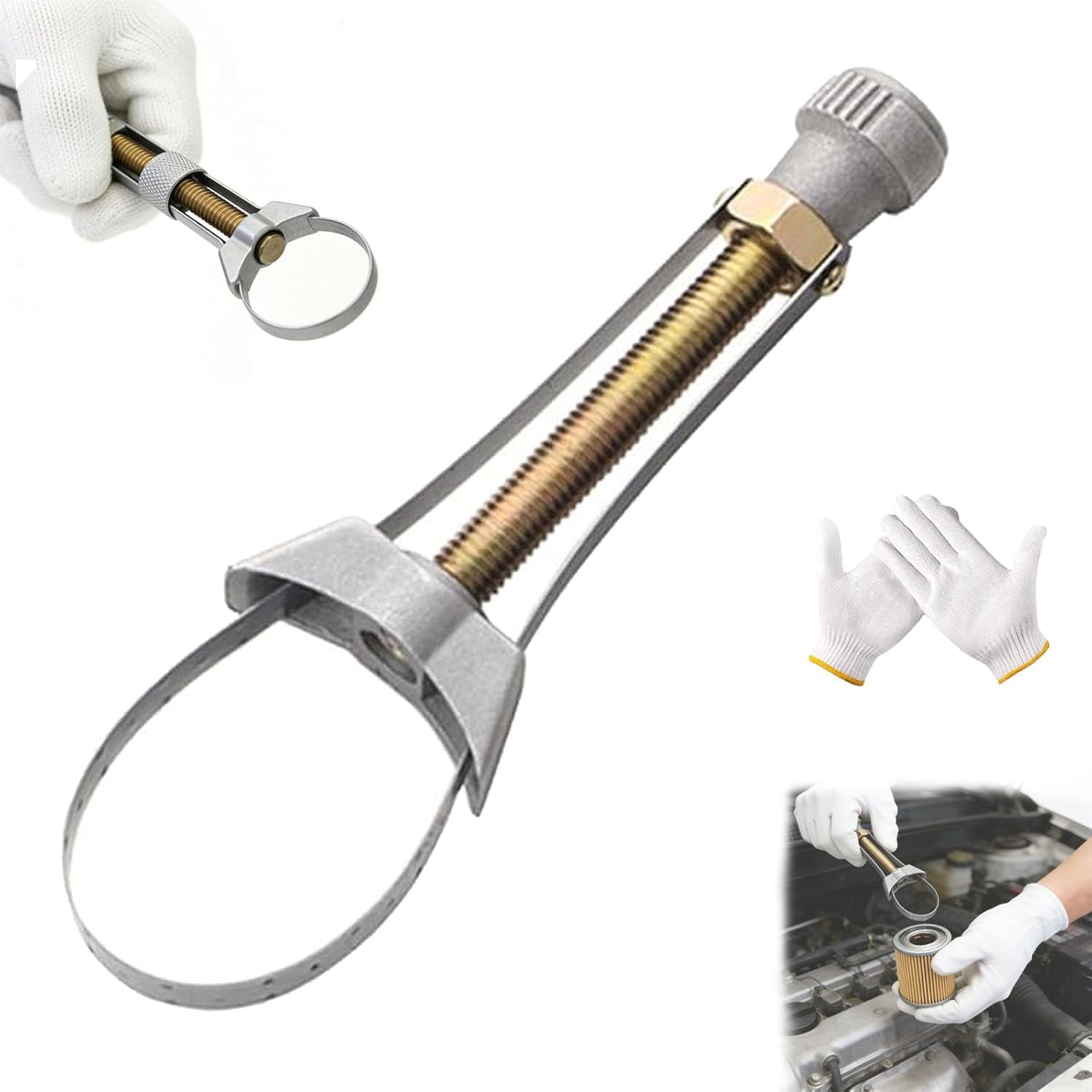 Adjustable Oil Filter Wrench Tool - Universal Strap Wrench for Cars ...