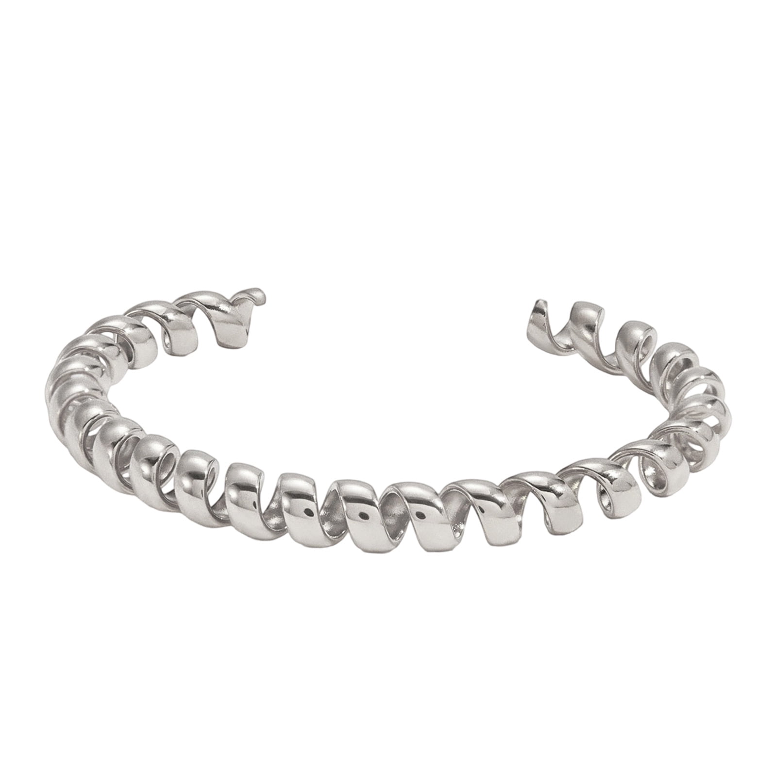 Adjustable Open Cuff Bangle Spring Coiled Design Stainless Steel ...
