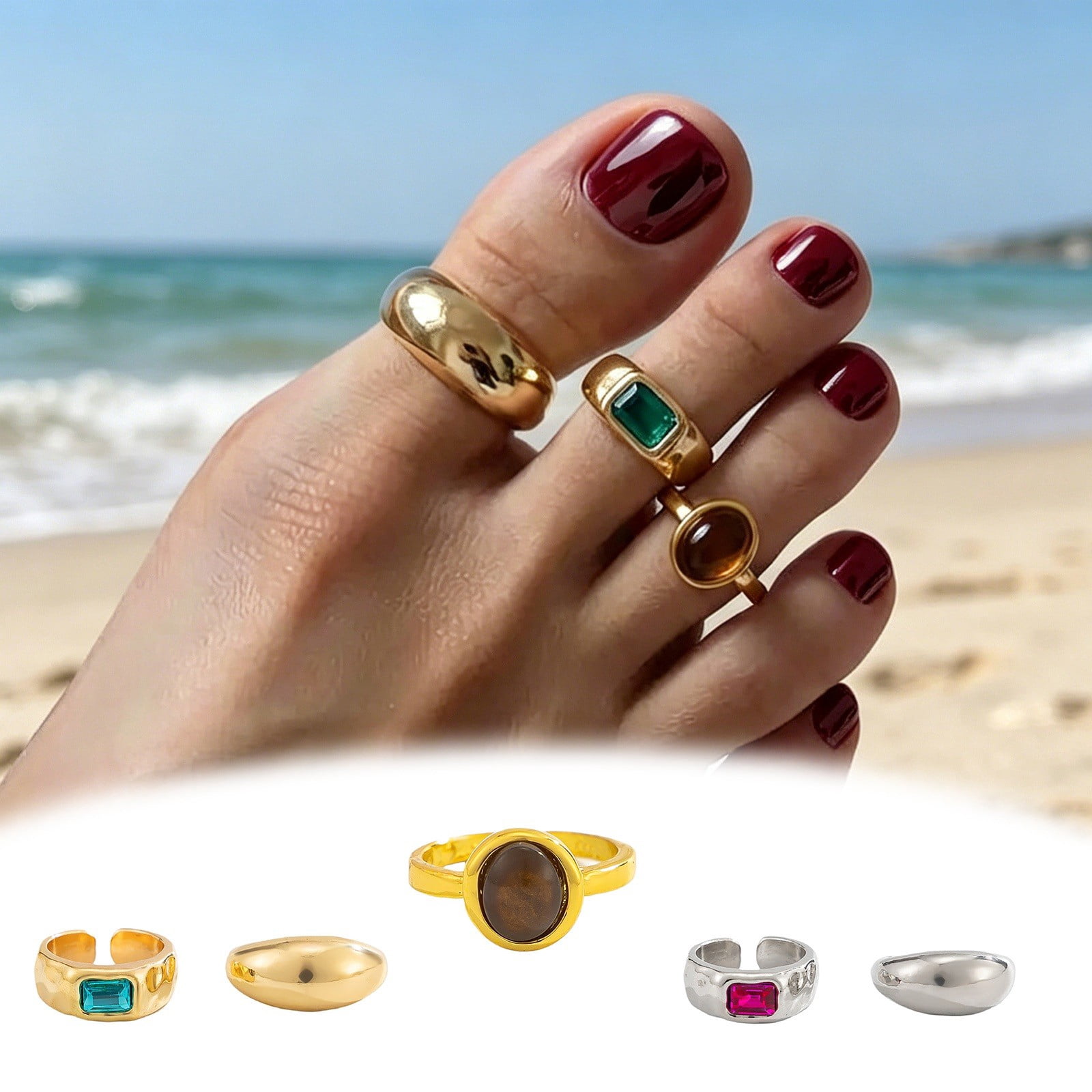 Adjustable Open Toe Rings For Anklet Bracelet Style Jewelry Beach Rings ...