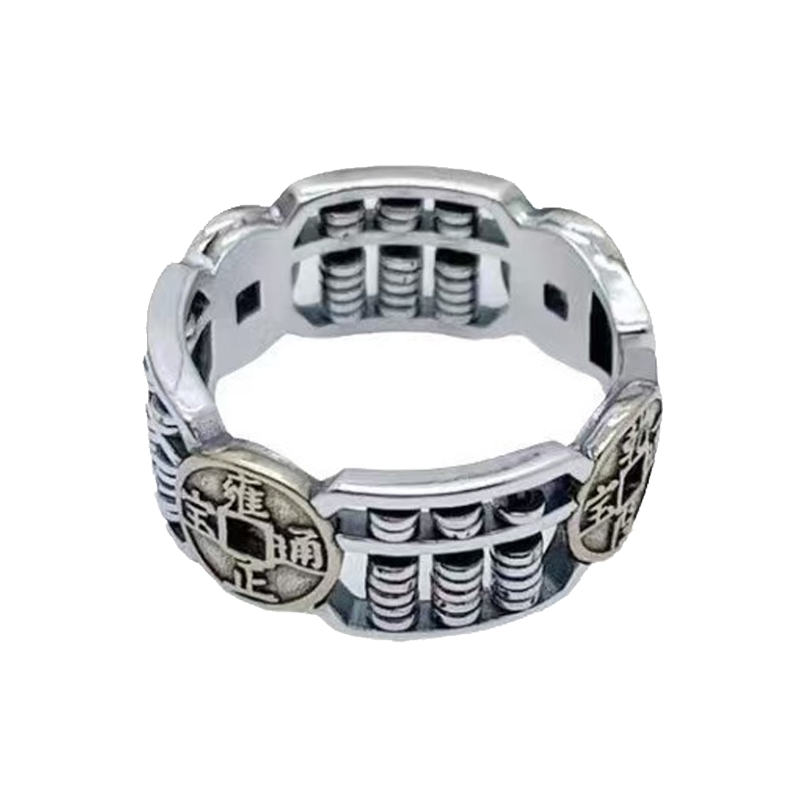Adjustable Opening Rings Retro Copper Coin Abacus Bead Ethnic Styles ...