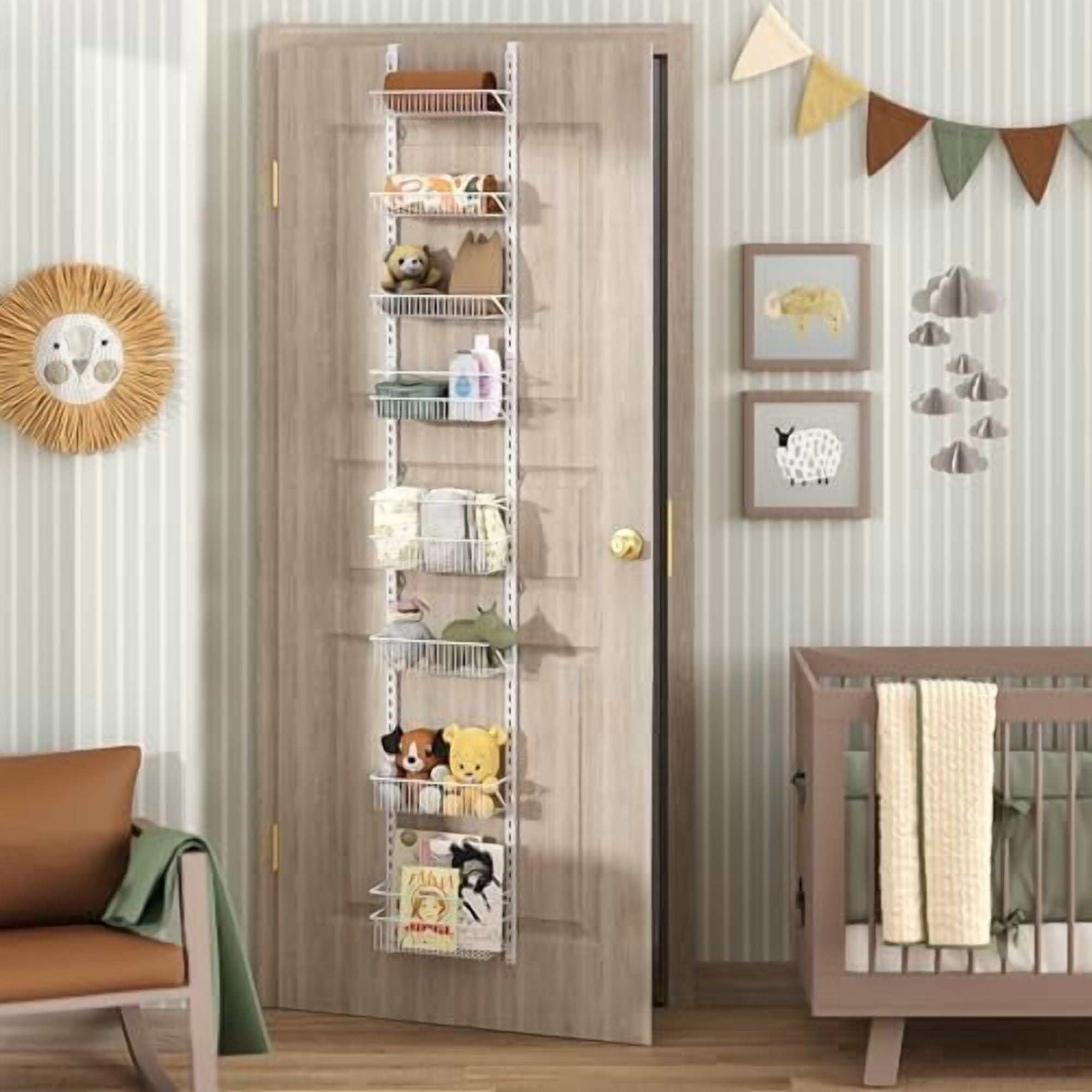 Adjustable Organizer Rack with Baskets Wall or Over Door Mount, for ...