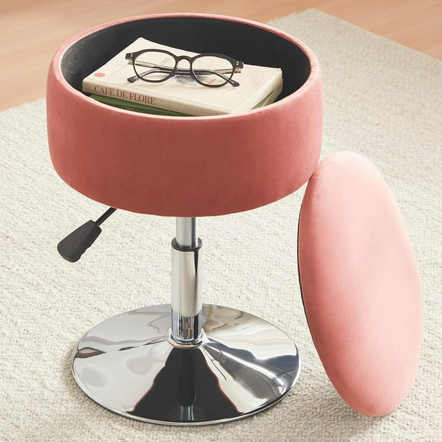 Adjustable Ottoman Stool Pink Vanity Stool Vanity Chair for Makeup Room ...