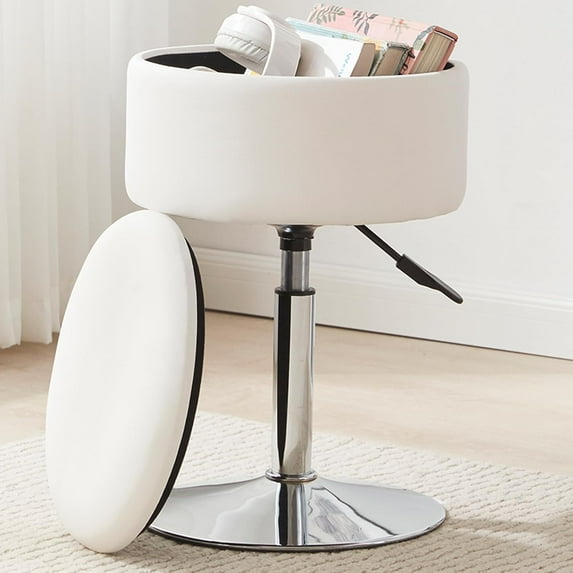 Adjustable Ottoman Stool White Vanity Stool Vanity Chair for Makeup ...