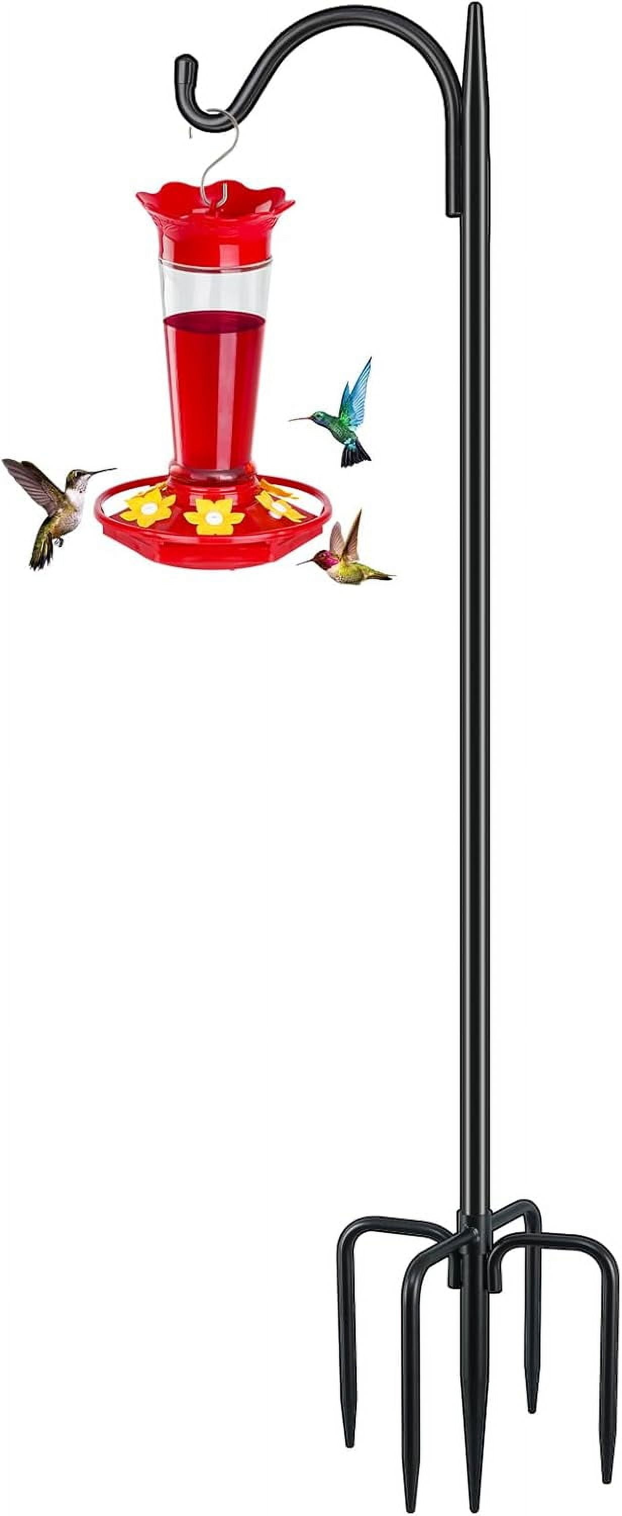 Adjustable Outdoor Shepherd Hook Bird Feeder Pole with 5 Prongs Base ...