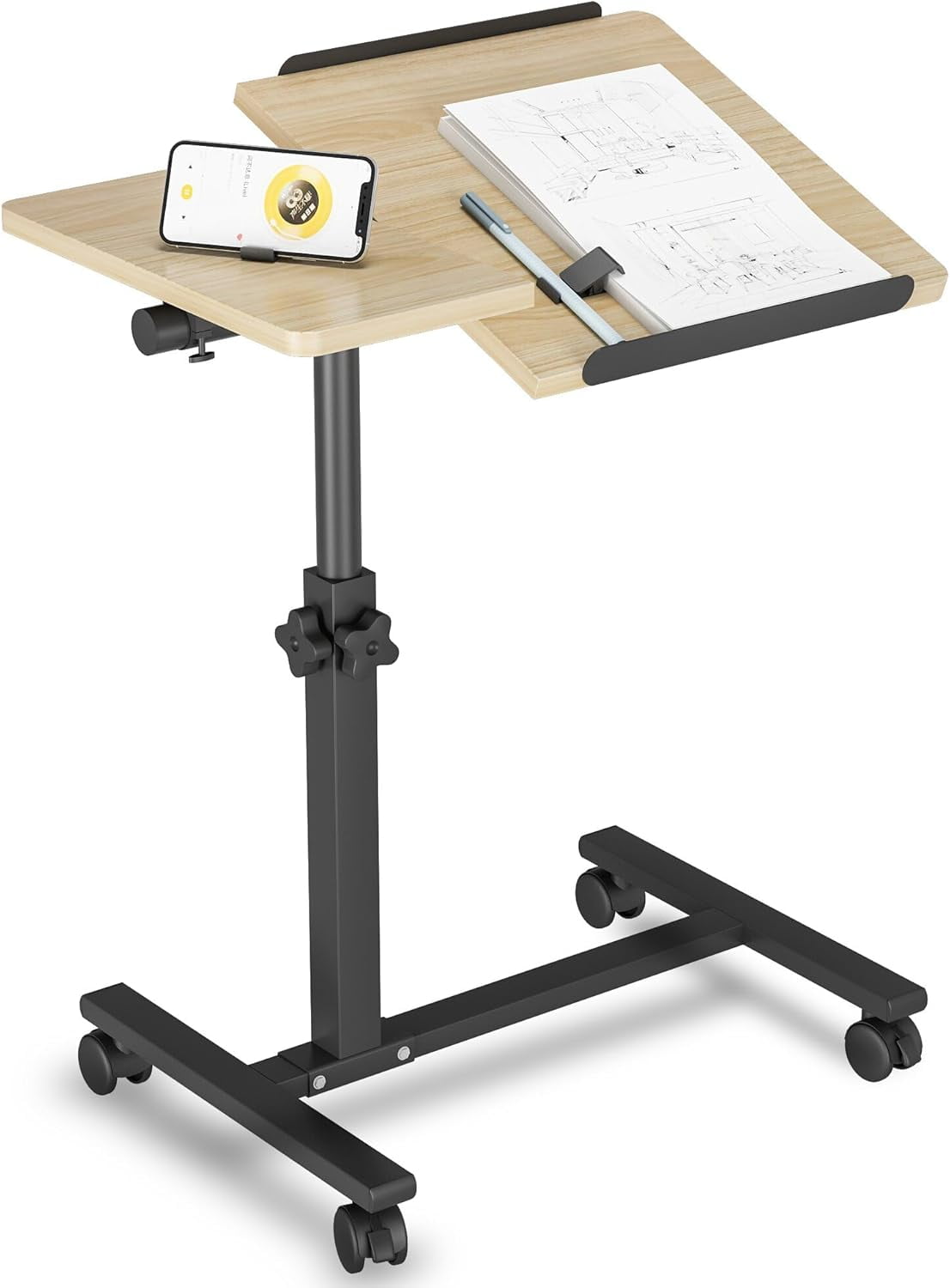 Adjustable Over Bed Table with Wheels Laptop Stands Couch Tray Table ...