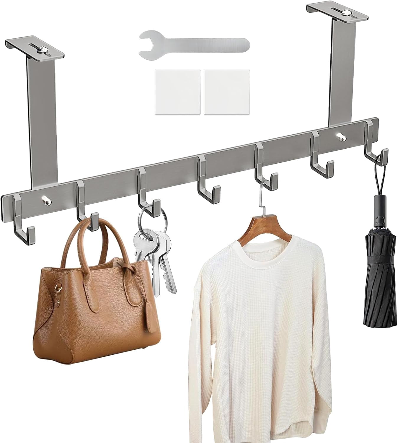 Adjustable Over Door Hooks for Towel Coat Rack Bathroom Dormgray-C 7 ...