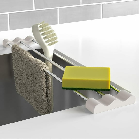 Adjustable Over-The-Sink Kitchen Rack for Dishcloths, Sponges, Bottles ...