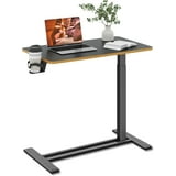 Adjustable Overbed Bedside Medical Table with Wheels，Pneumatic Mobile ...