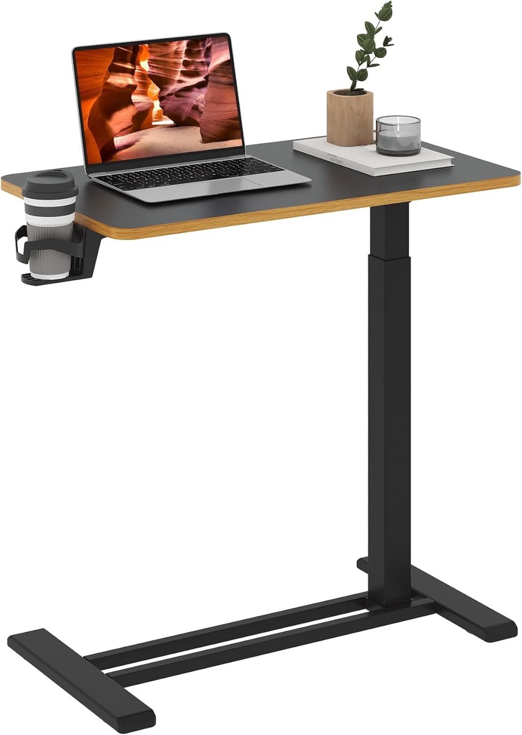 Adjustable Overbed Bedside Medical Table with Wheels，Pneumatic Mobile ...