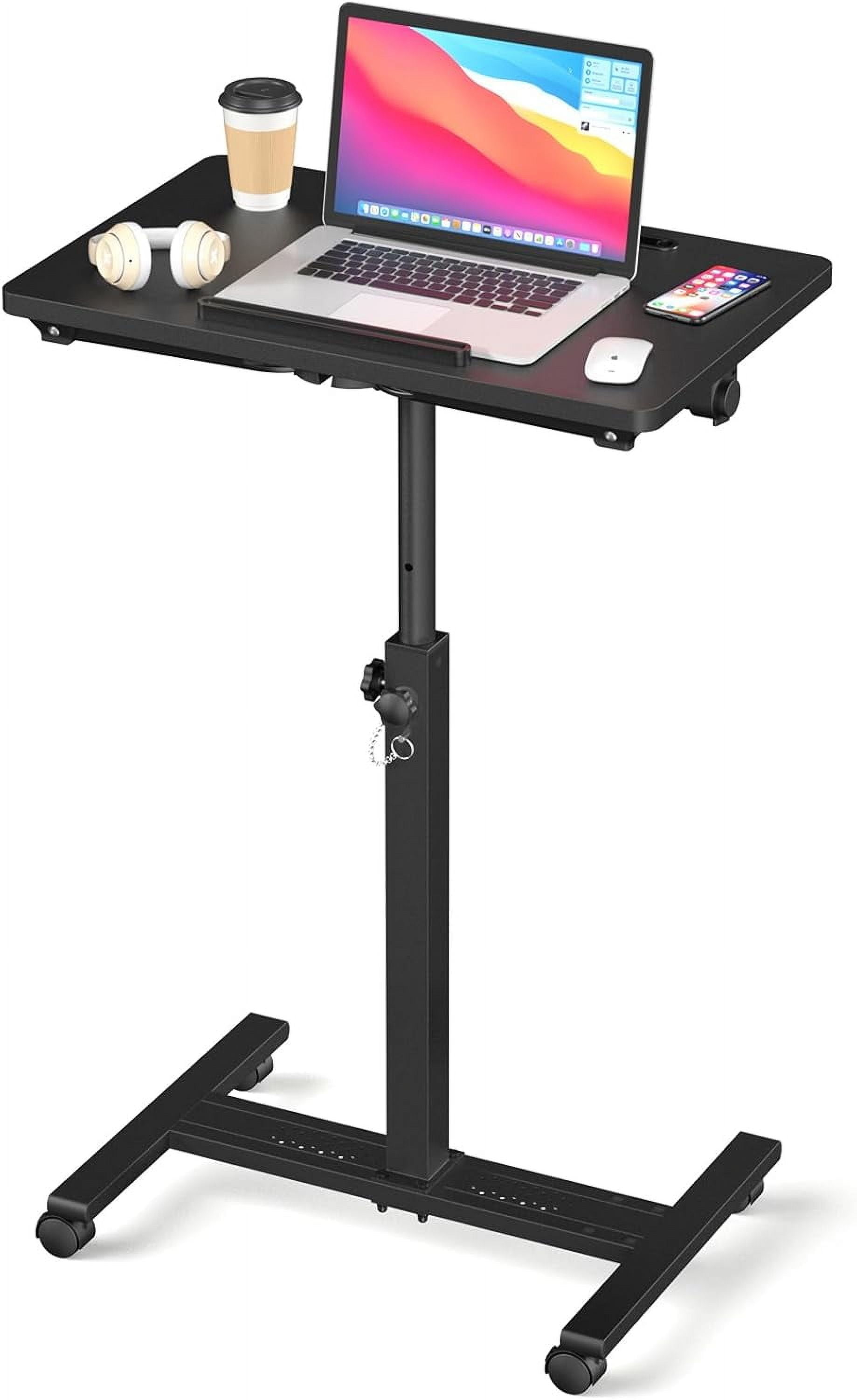 Adjustable Overbed Bedside Table, Hospital Bed Table with Wheels ...