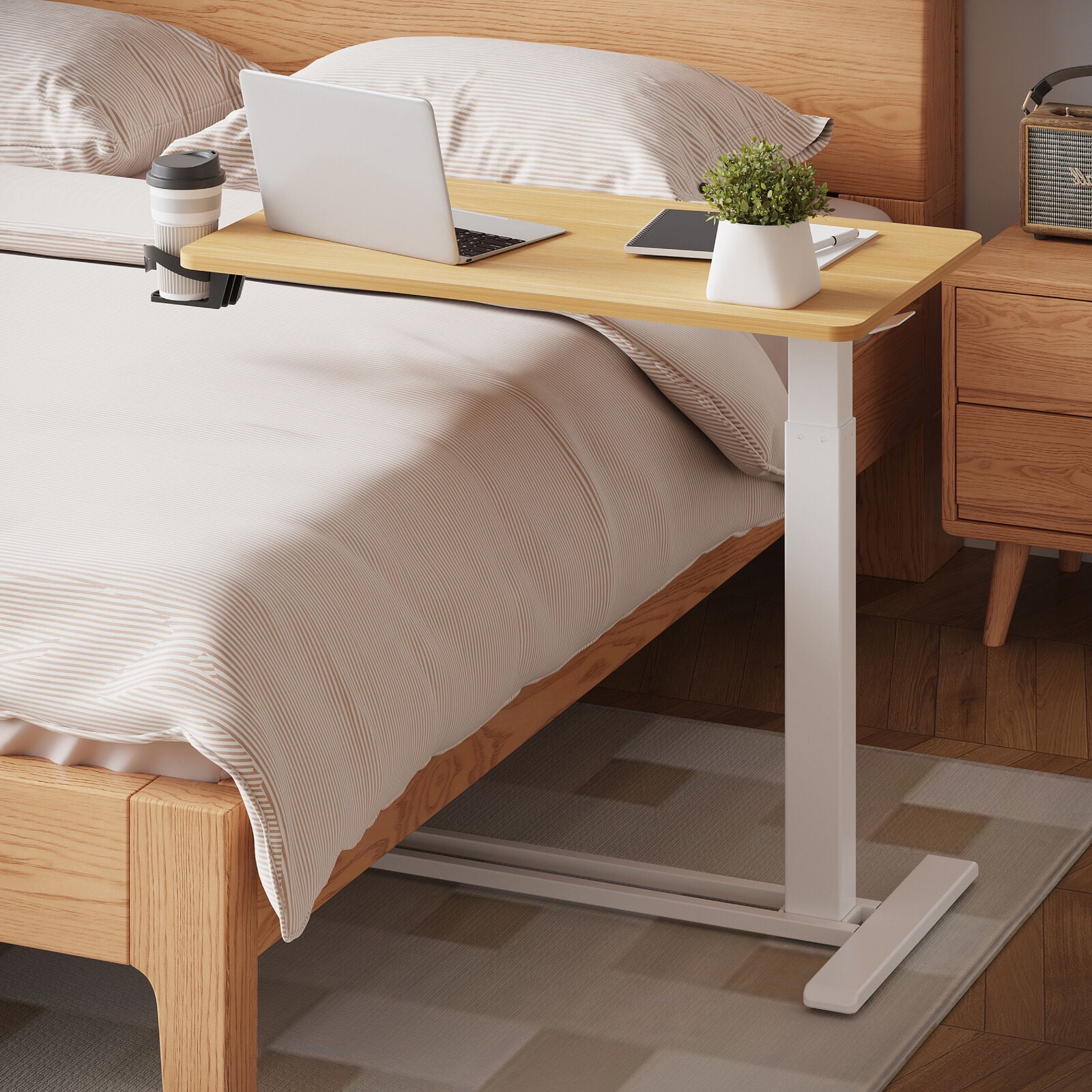 Adjustable Overbed Bedside Table Movable Laptop Table for Sofa and Bed ...