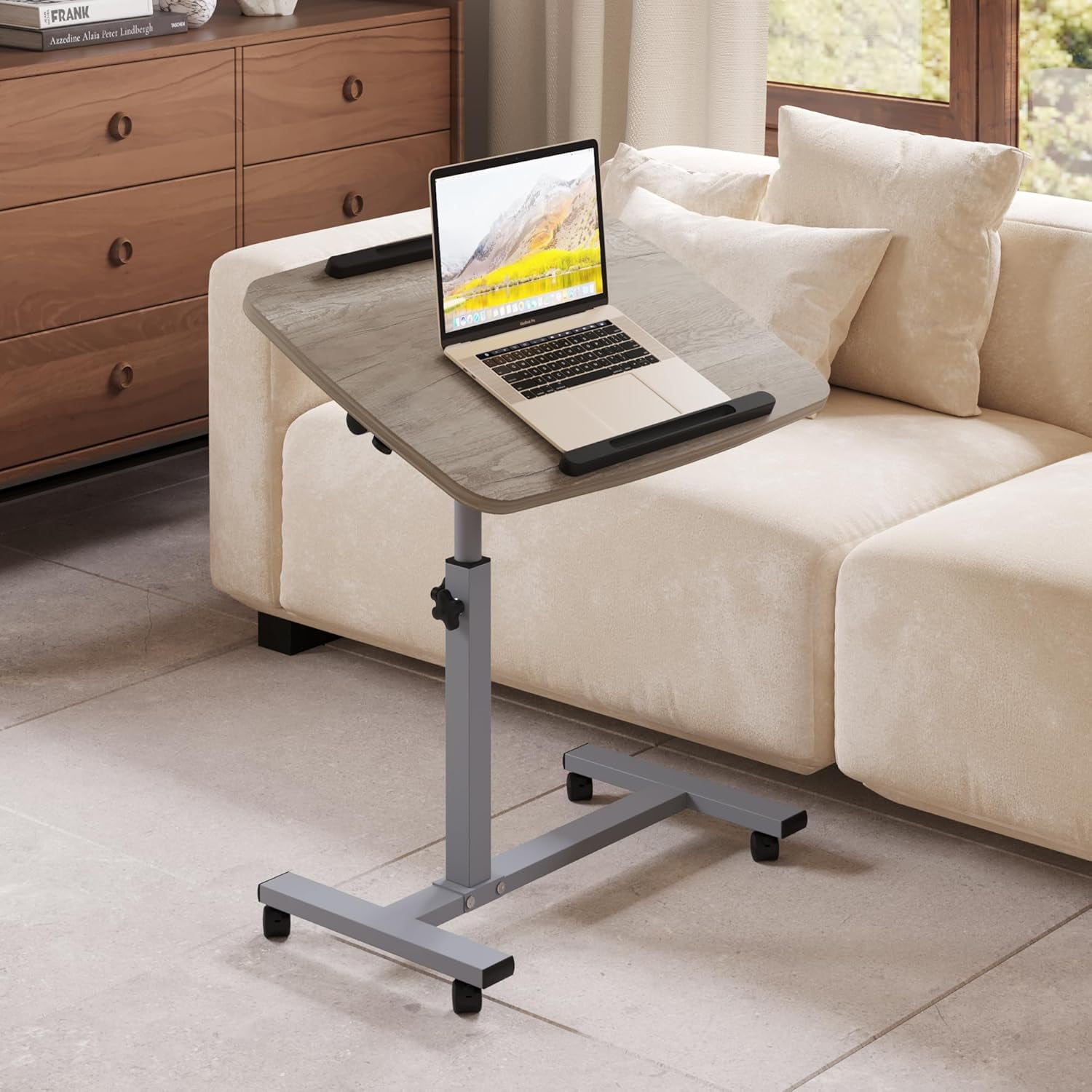 Adjustable Overbed Bedside Table Rolling w/Lockable Wheels, Portable ...