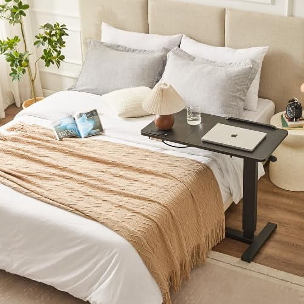 Adjustable Overbed Table with Wheels Pneumatic Hospital Bed Table with ...