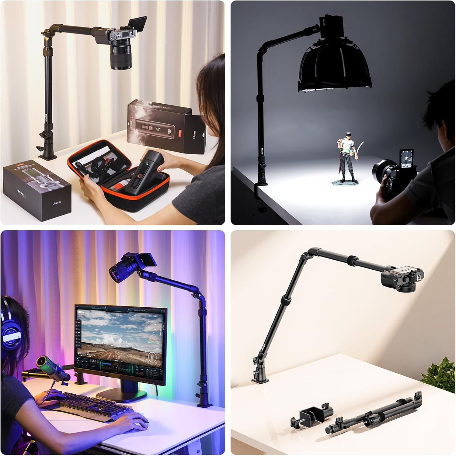 Adjustable Overhead Camera Mount with 1/4" for DSLR, Live Streaming ...