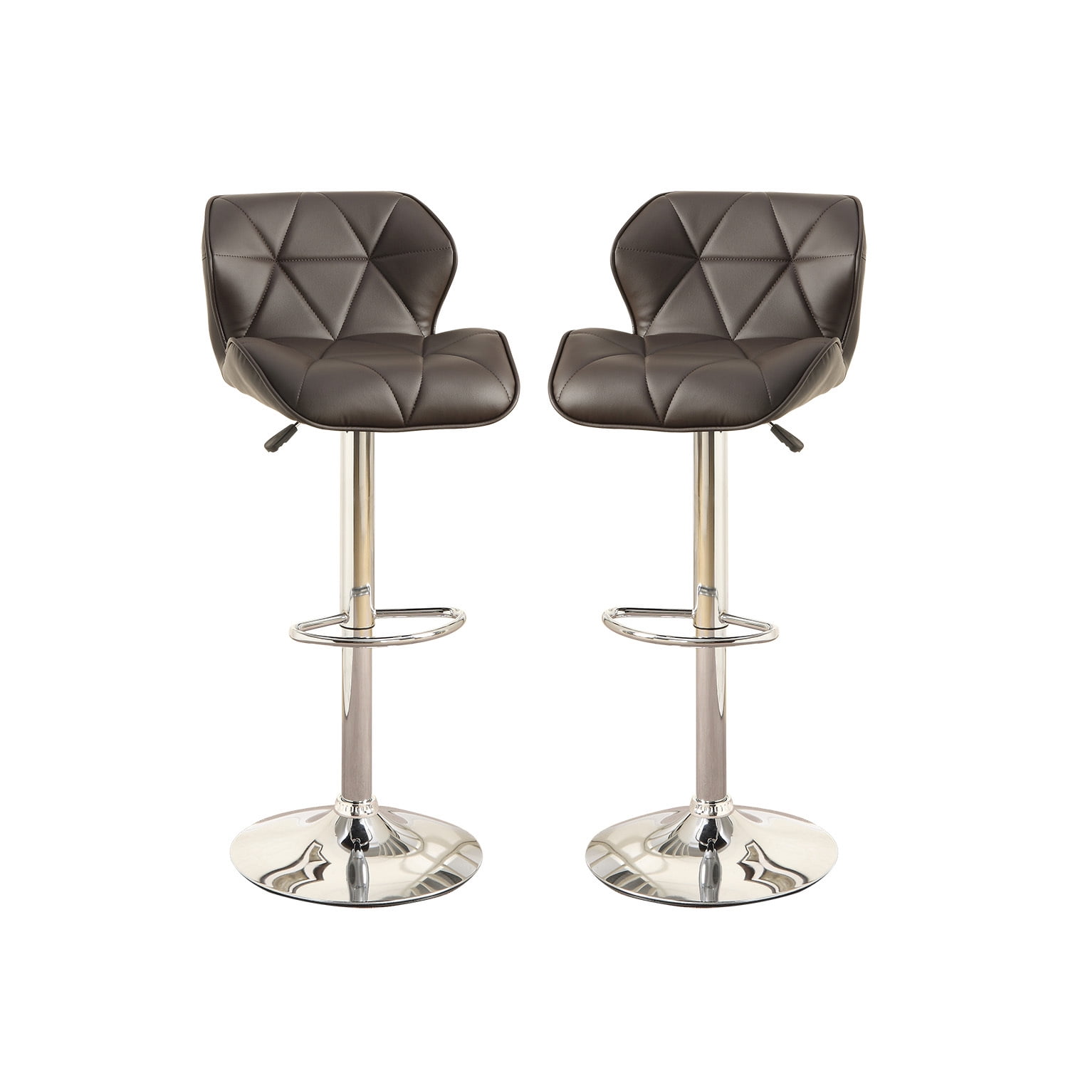 Simple Relax Set of 2 Adjustable PU Bar Stools with Footrest, Dark ...