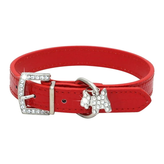 Adjustable PU Leather Choker Collar for Small Dogs and Puppies ...