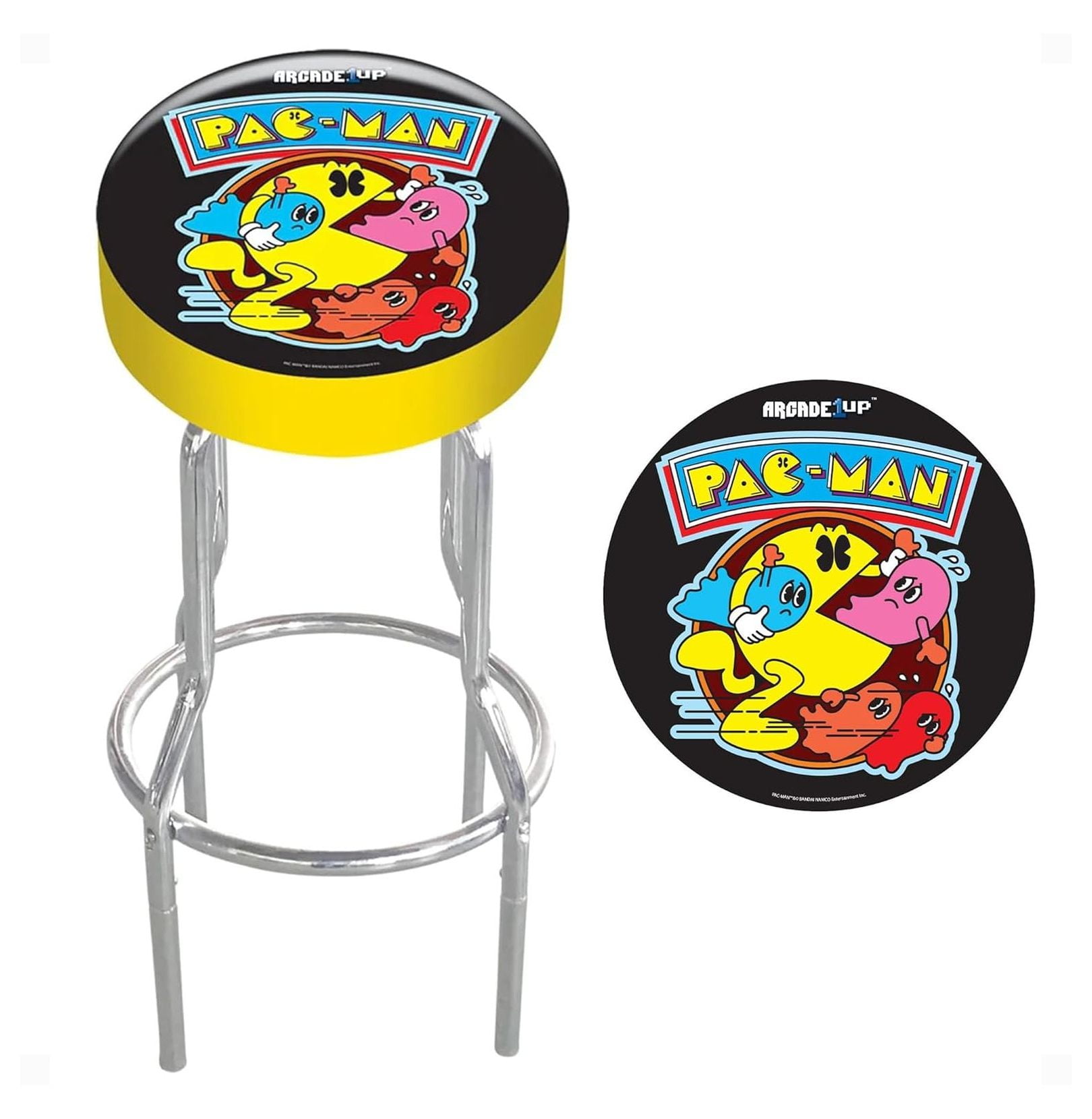 Adjustable Padded Arcade Game Stool, Steel Frame, Pac-Man, 21.5" to 29. ...