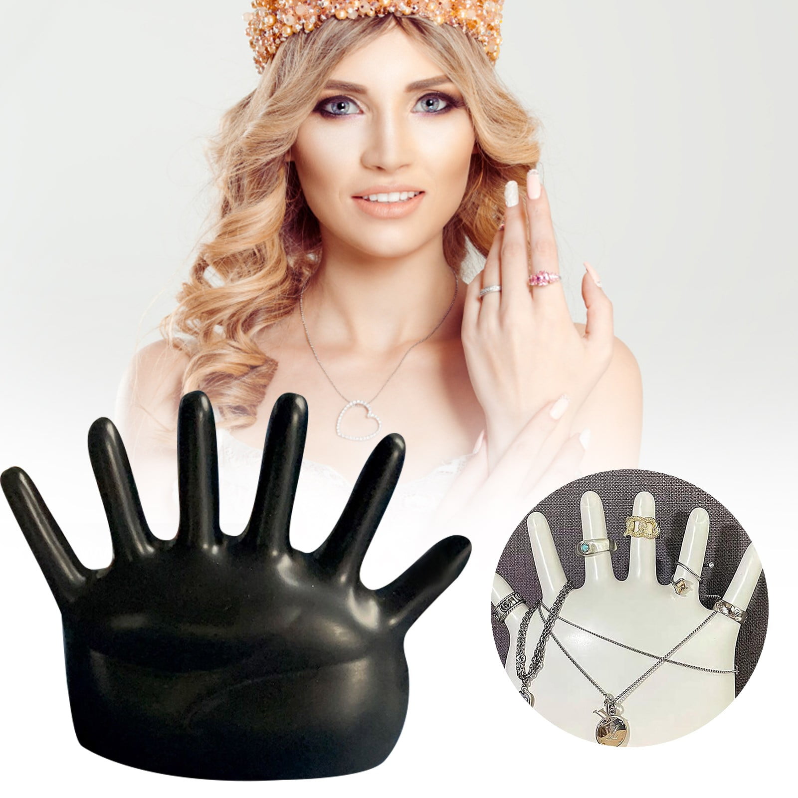 Adjustable Pantry Shelves Resin Hand Form 6 Fingers Ring Necklace ...