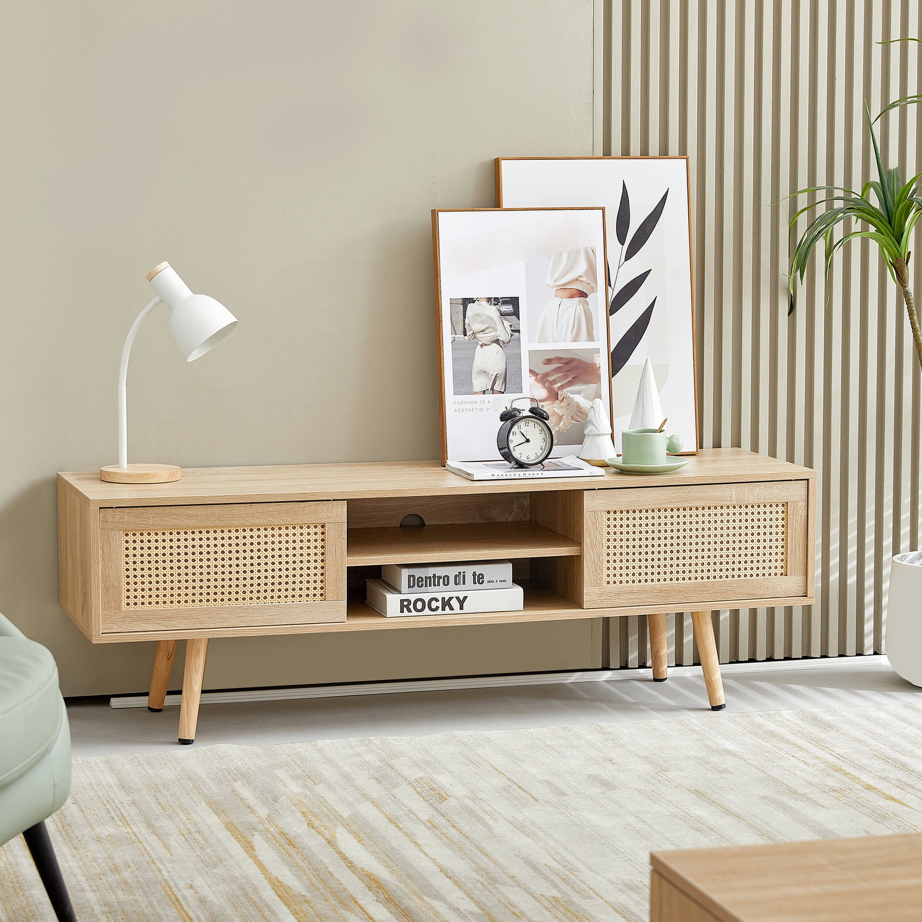 Adjustable Partition Rattan TV Console+Multi-Scene Use”-“Living/Office ...