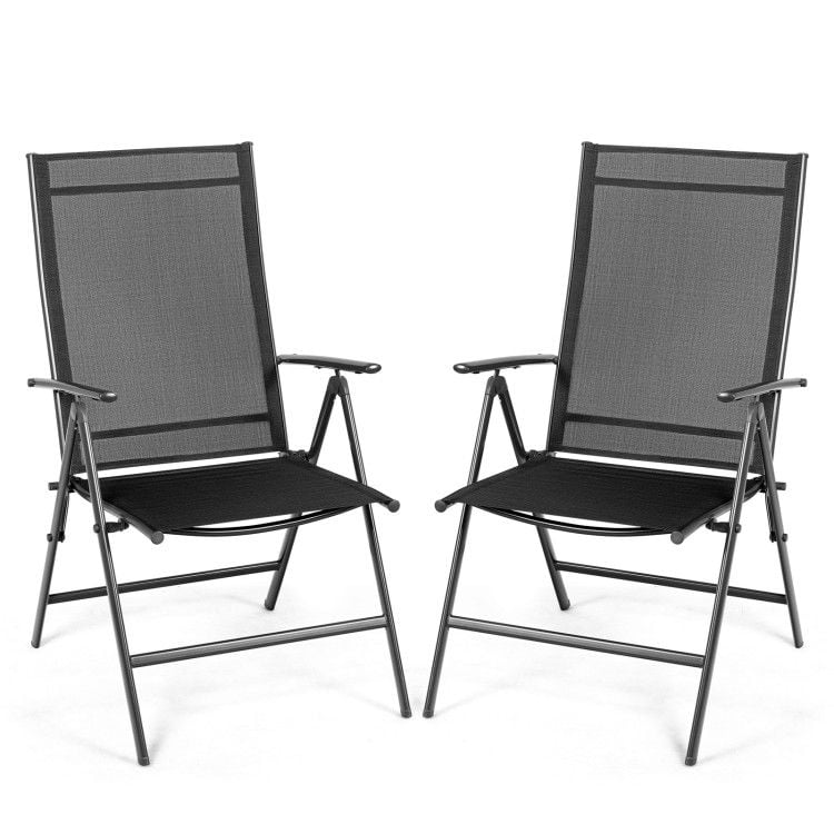 Adjustable Patio Chair Recliners Set of 2, Folding Dining Chairs for ...