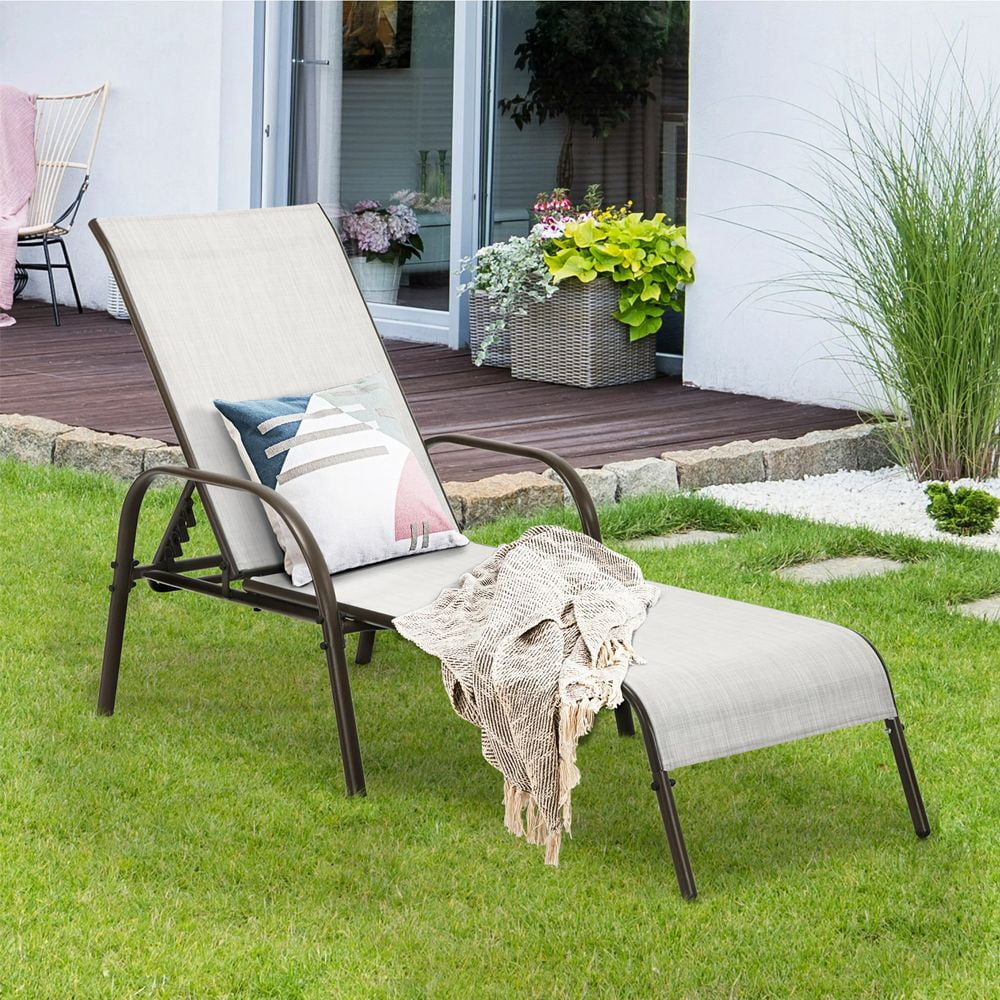 Adjustable Patio Chaise Lounge Chair, Folding Outdoor Recliner with ...