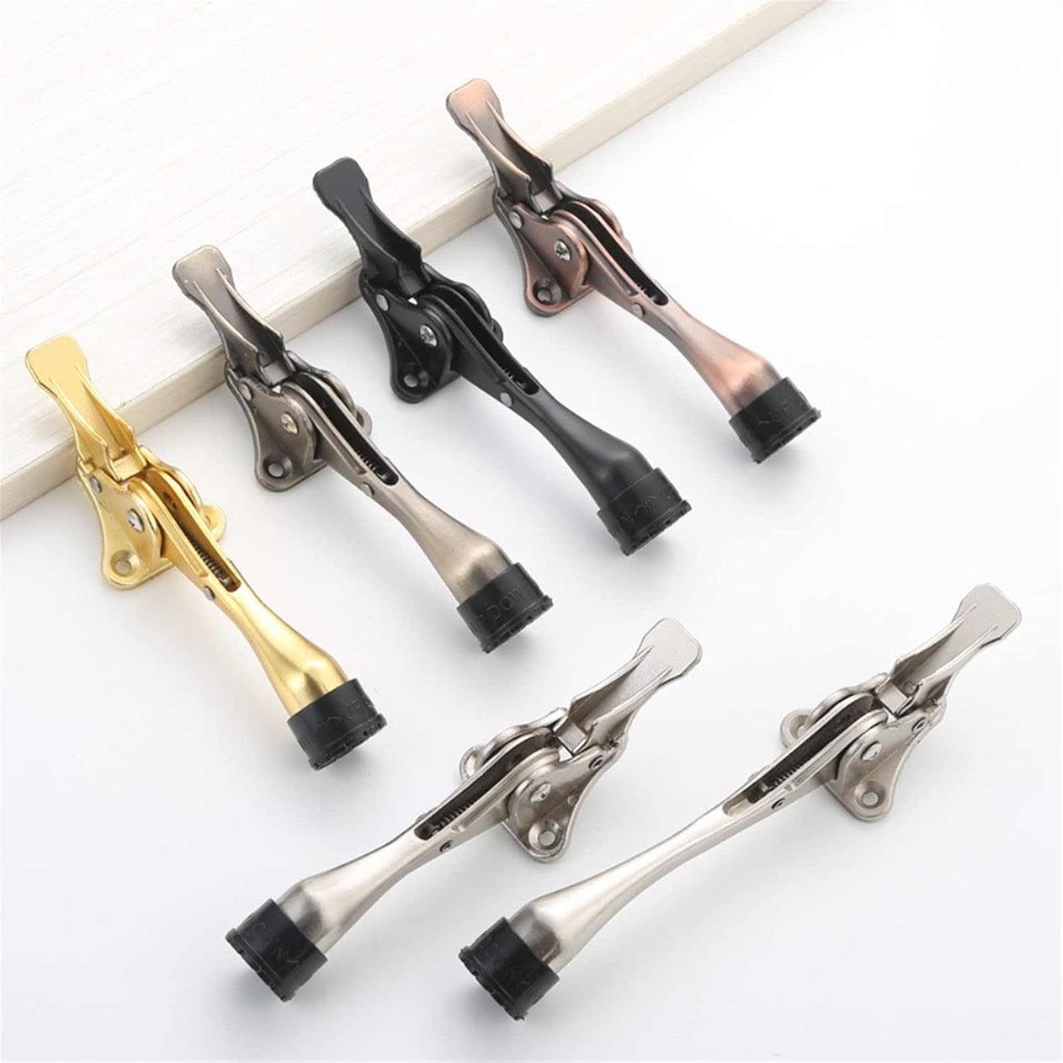 Adjustable Pedal Door Stopper Zinc Alloy Door Stops Holder Rubber ...
