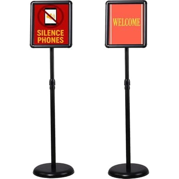 Adjustable Pedestal Floor Stand Sign Holder – Height Adjustable 38″-50 ...