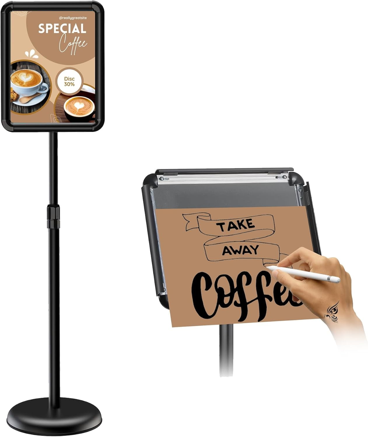 Adjustable Pedestal Floor Stand Sign Holder with 360° Rotation & Anti ...