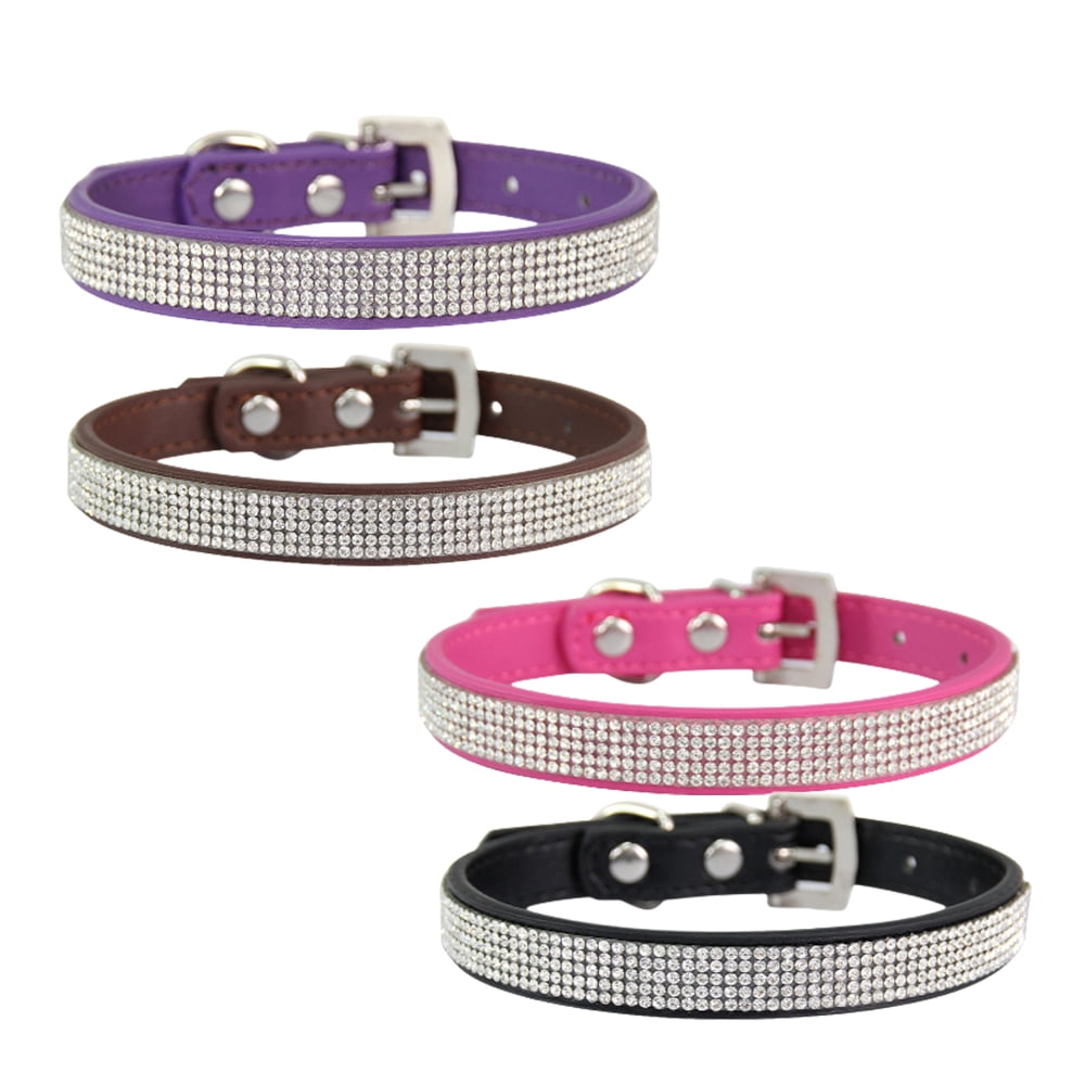 Adjustable Pet Collars, Cute Shiny Soft Leather Dog and Cat Collars ...