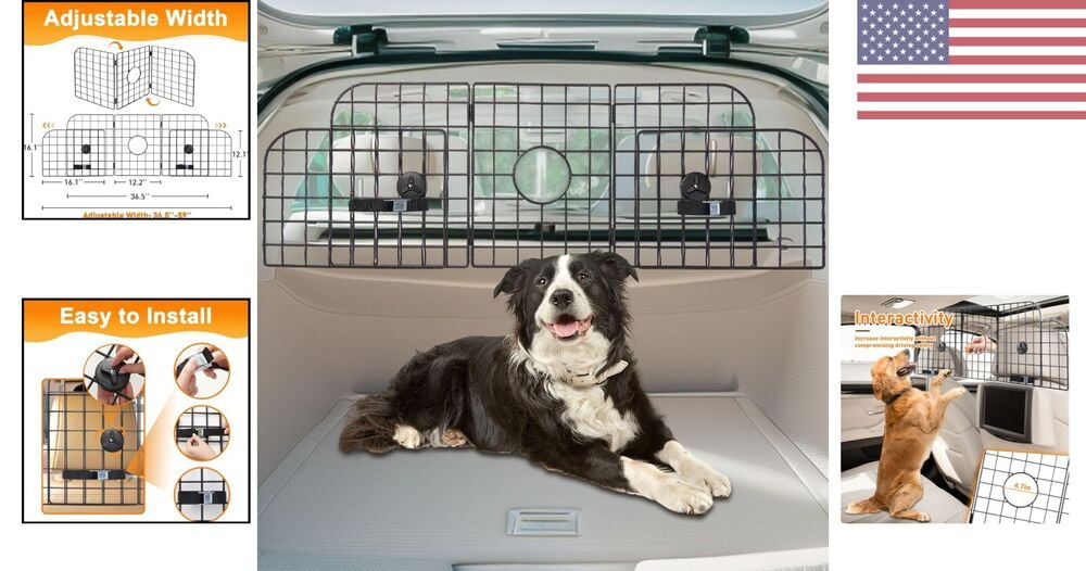 Adjustable Pet Divider Gate for SUVs, Cars & Trucks - Heavy-Duty Dog ...