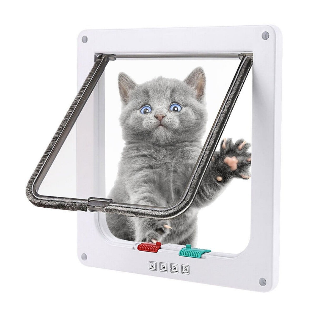 ‌Adjustable Pet Door Gate - 4-Way Lockable Magnetic Flap for Cats ...